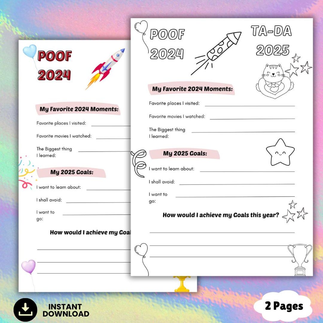 New Year Resolution Coloring Printable for Kids / Goal Setting for Kids ...