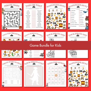Pirate Birthday Party Games Printable / Red / 13 Pages / PDF / Pirate ...