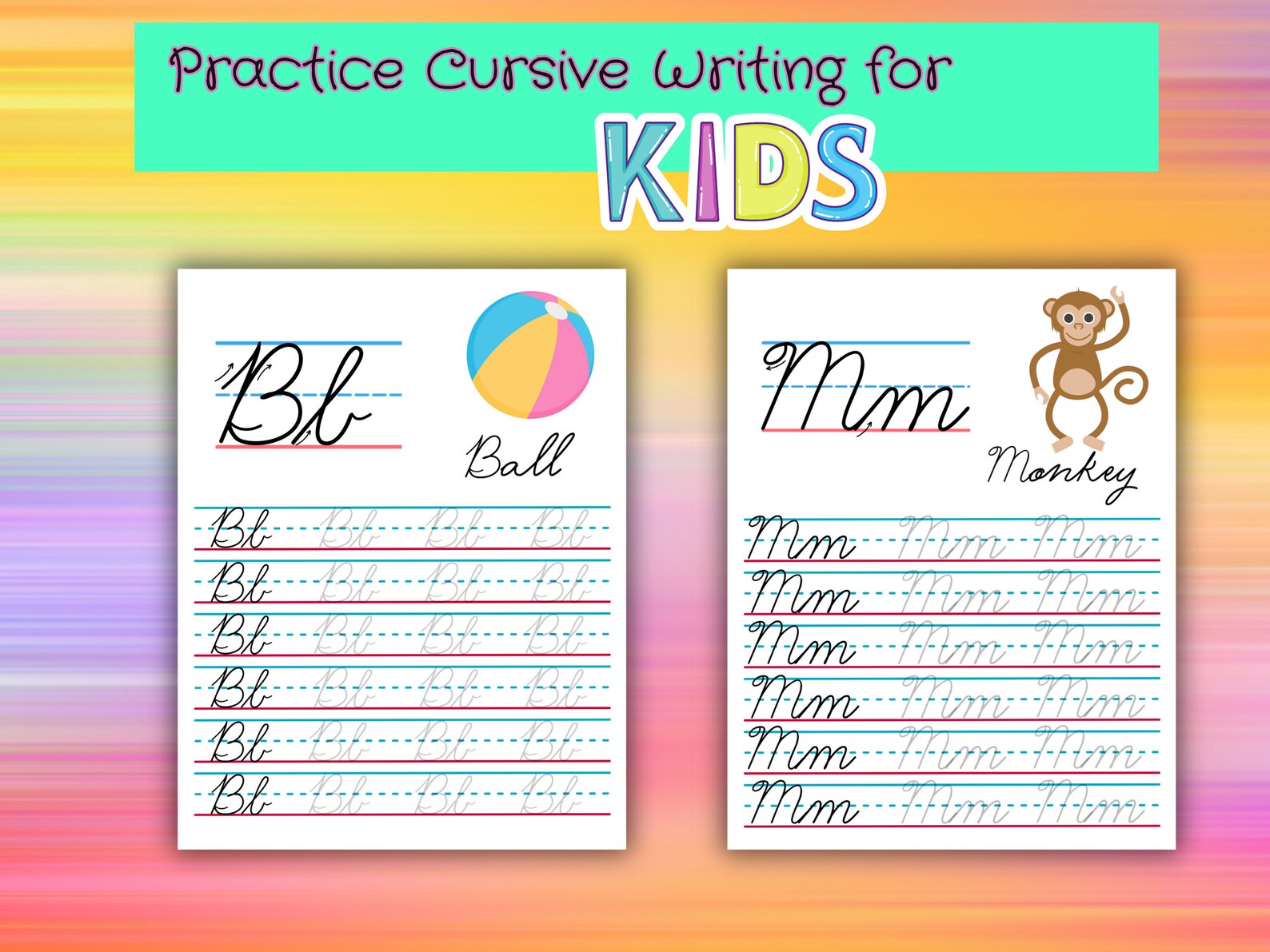 Practice Cursive Writing for Kids / Printable/ 27 Pages / PDF / Kids ...