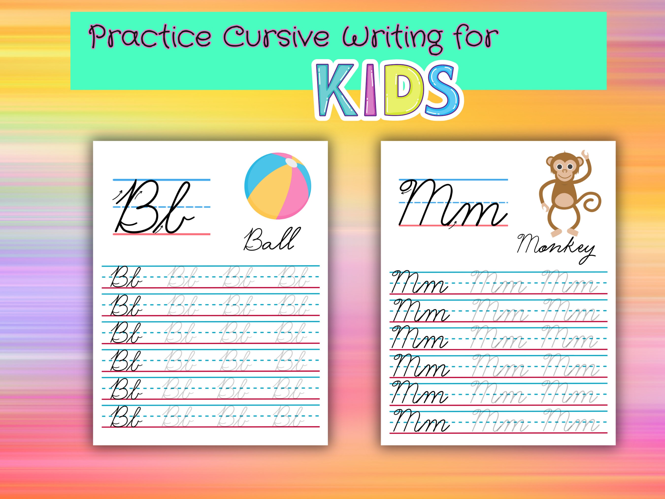 Practice Cursive Writing for Kids / Printable/ 27 Pages / PDF / Kids ...