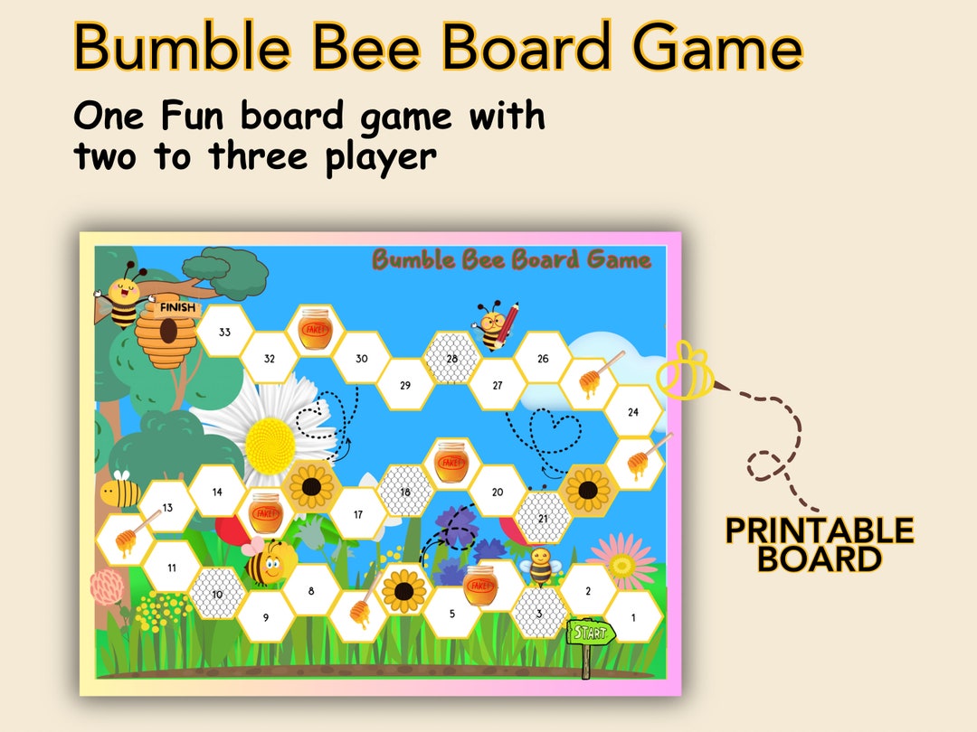Bumble Bee Printable Board Game for Kids - Etsy