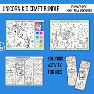 Kids Summer Craft Printable Activities/ Unicorn Kid Craft Bundle ...