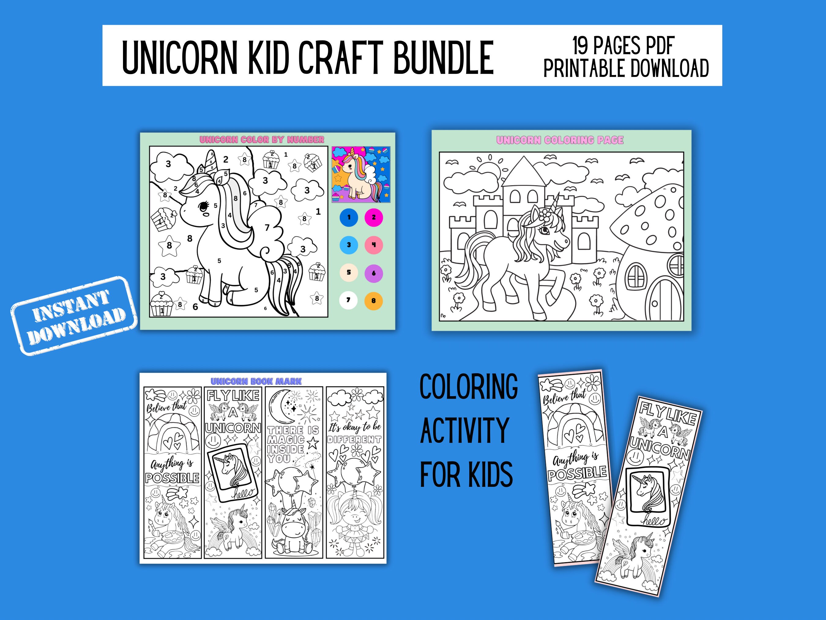 Kids Summer Craft Printable Activities/ Unicorn Kid Craft Bundle ...