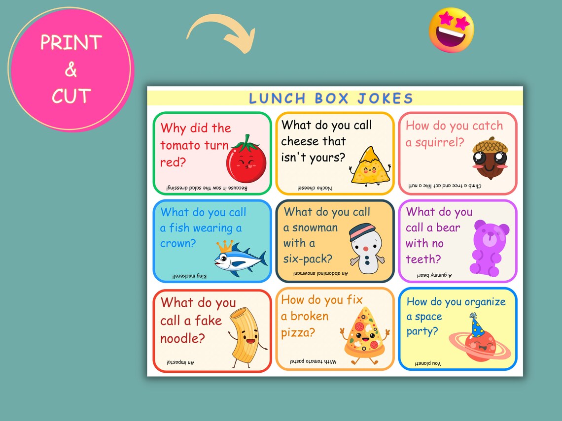 Lunch Box Jokes Printables / for Kids / Lunch Box Notes / - Etsy