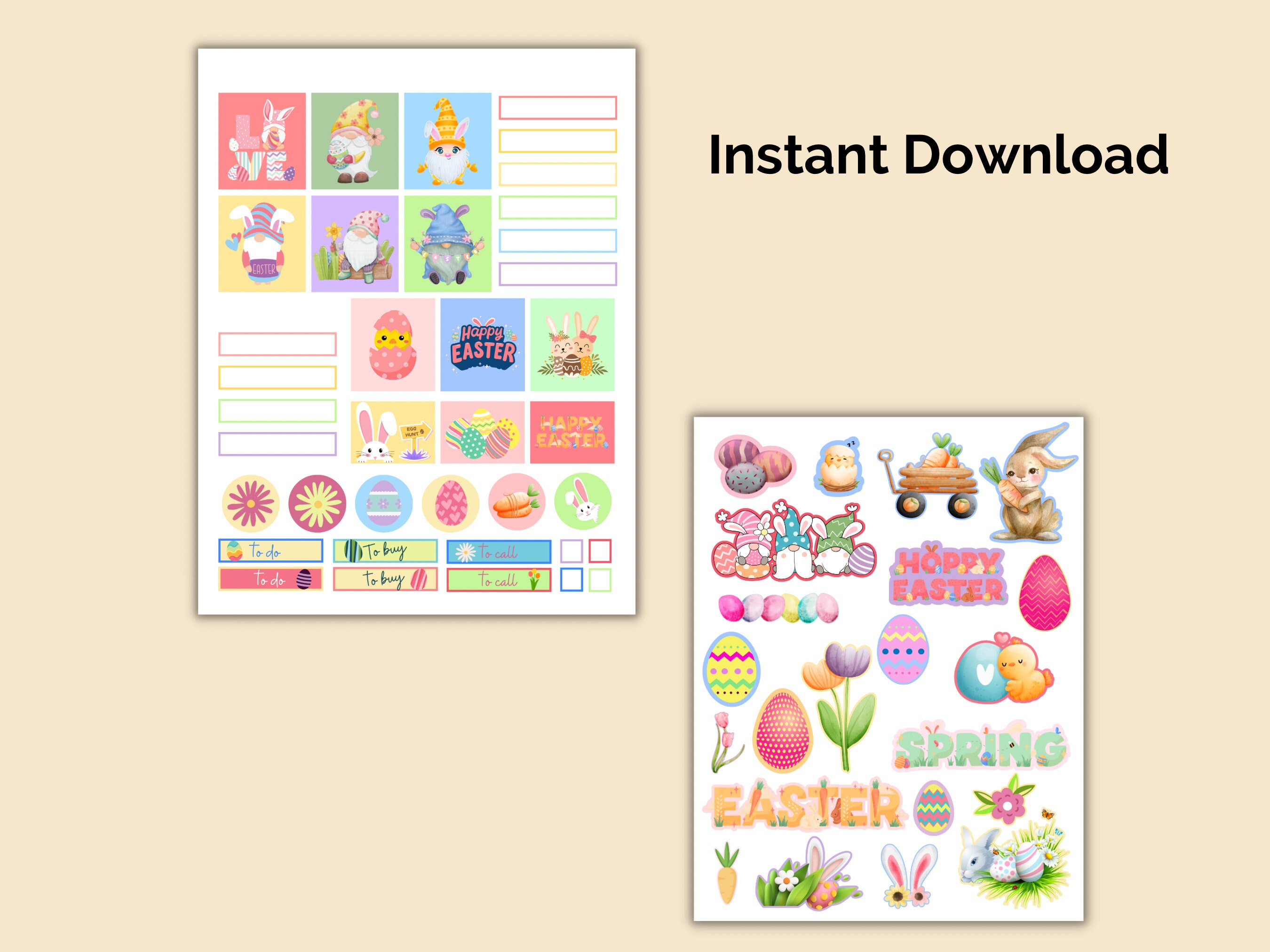 Easter Planner Stickers Printable PDF / Instant Download / Bunny ...