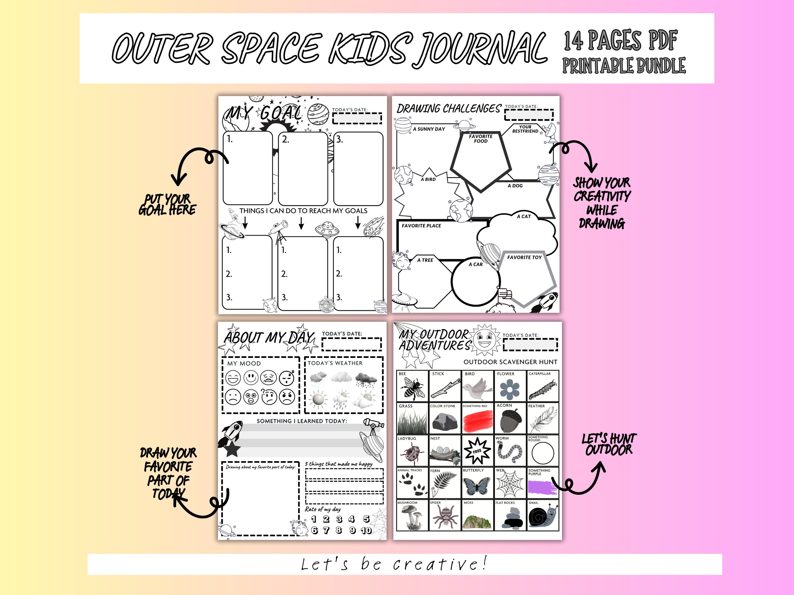 My Space Kids Journal / Printable / PDF / 14 Pages / Kids Journalling ...