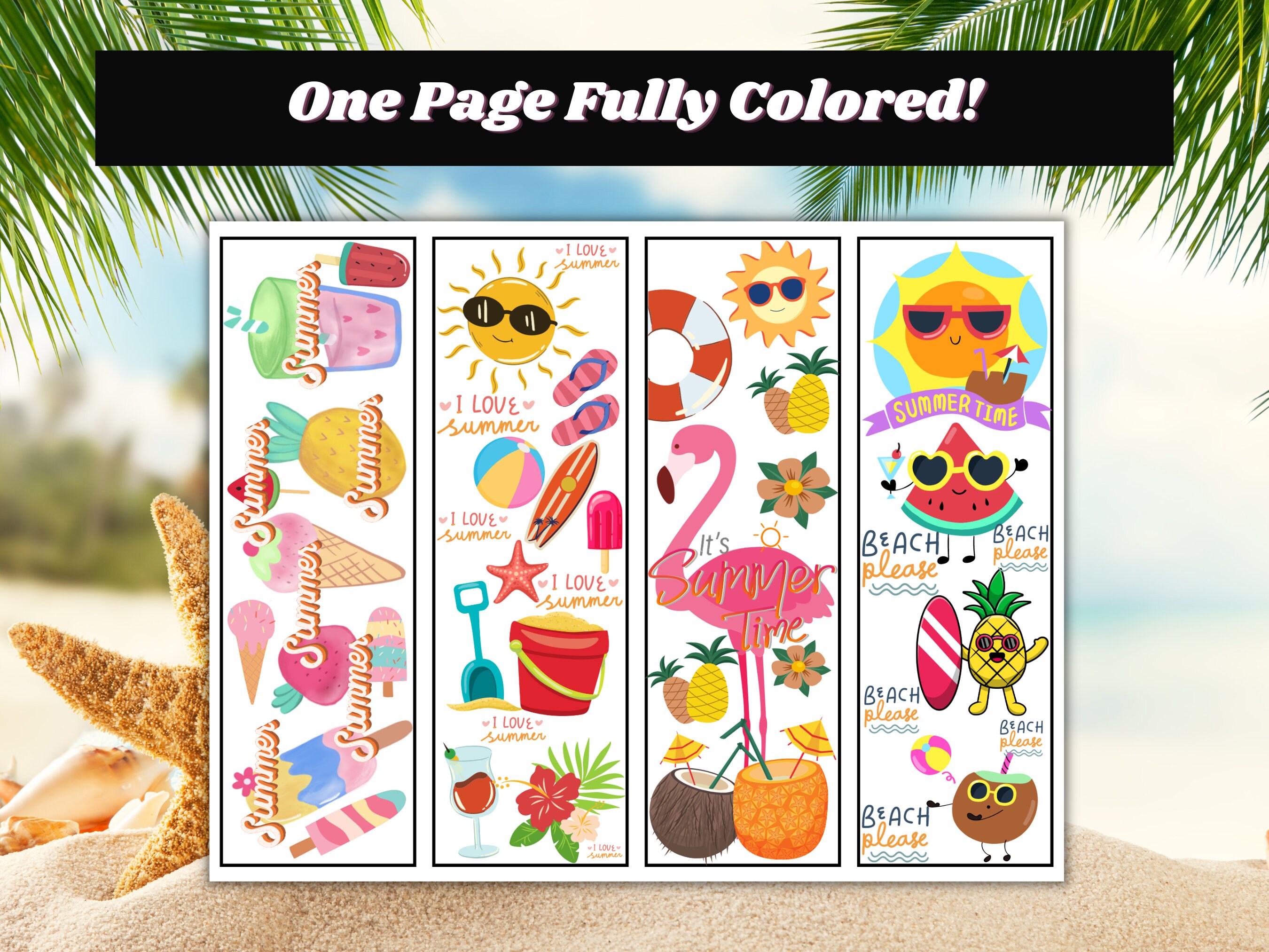 Summer Bookmarks for Kids / Color Your Own Bookmarks / 12 Different ...