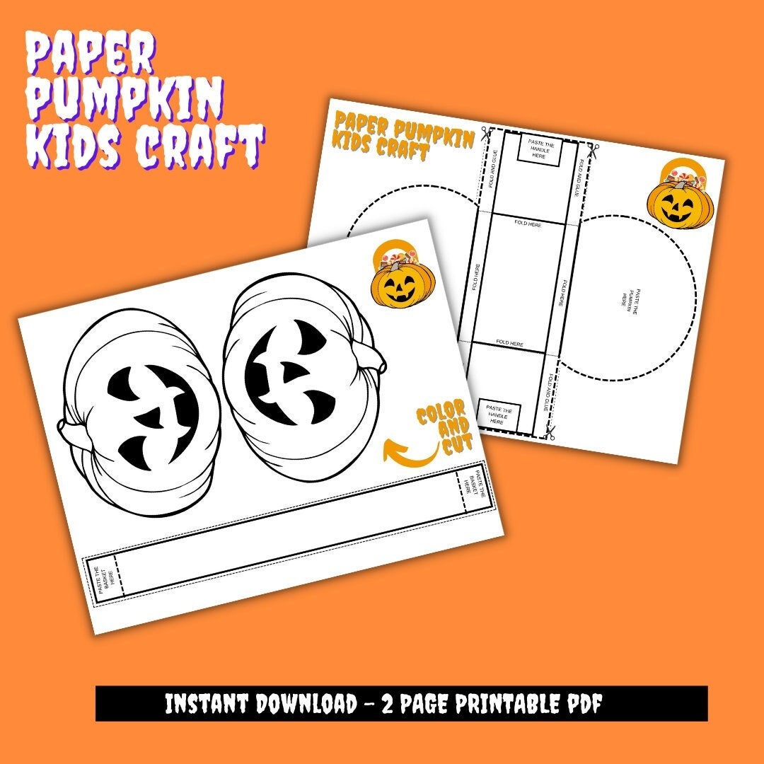 Paper Pumpkin Craft / for Kids / Printable Paper Pumpkin Craft ...