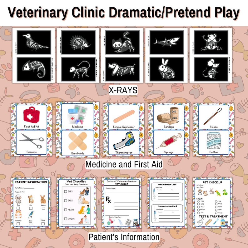 Vet Pretend Play Printables Bundle / 44 PDF Pages / Classroom / Pretend ...