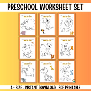 Preschool Worksheets Set / Printable / 50 Pages / Orange / Kindergarten ...