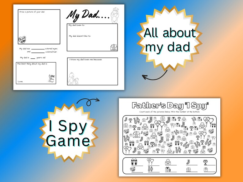 Father's Day Activity Bundle / Printable / for Kids and Adults / Games ...