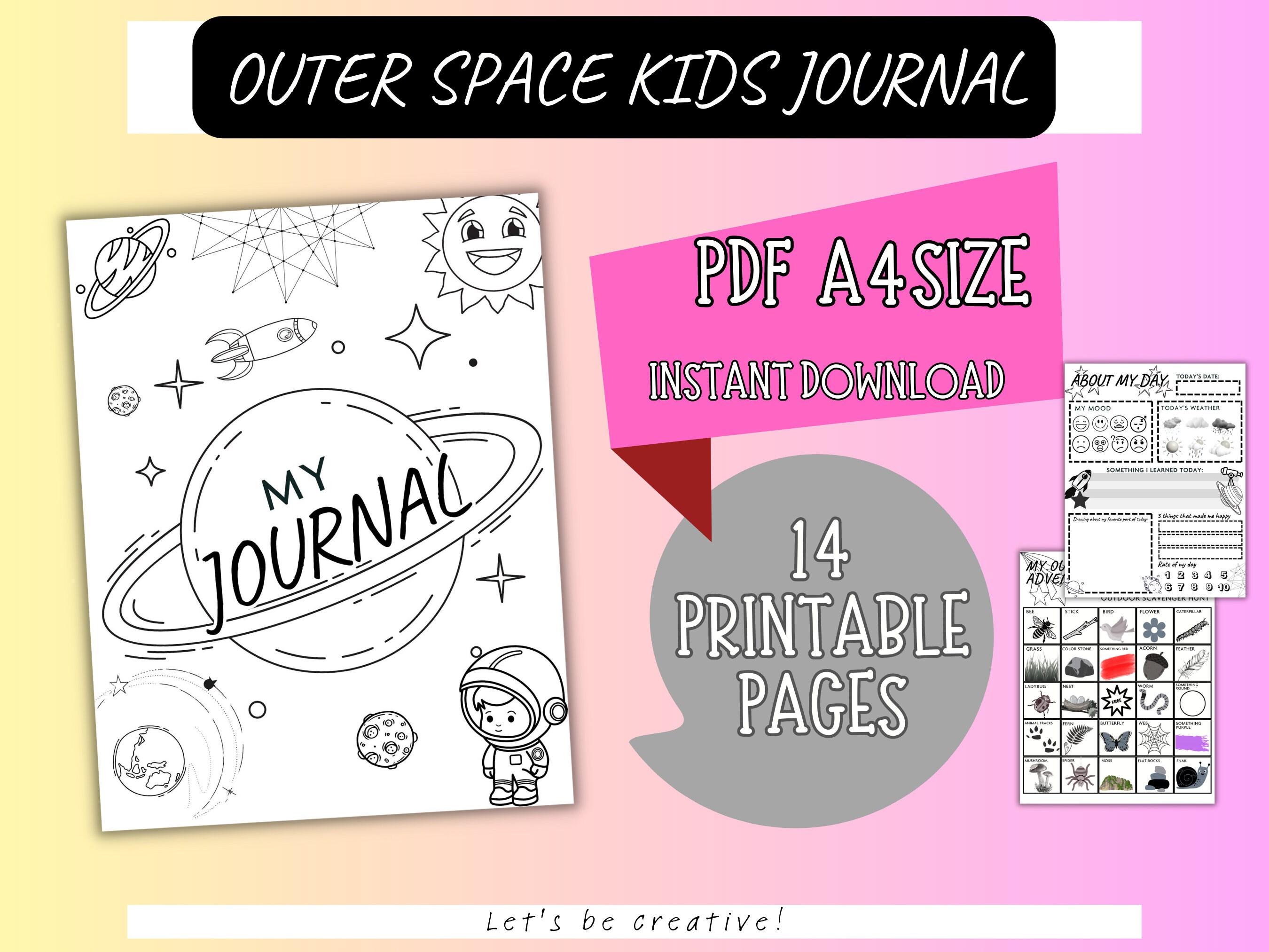 My Space Kids Journal / Printable / PDF / 14 Pages / Kids Journalling ...