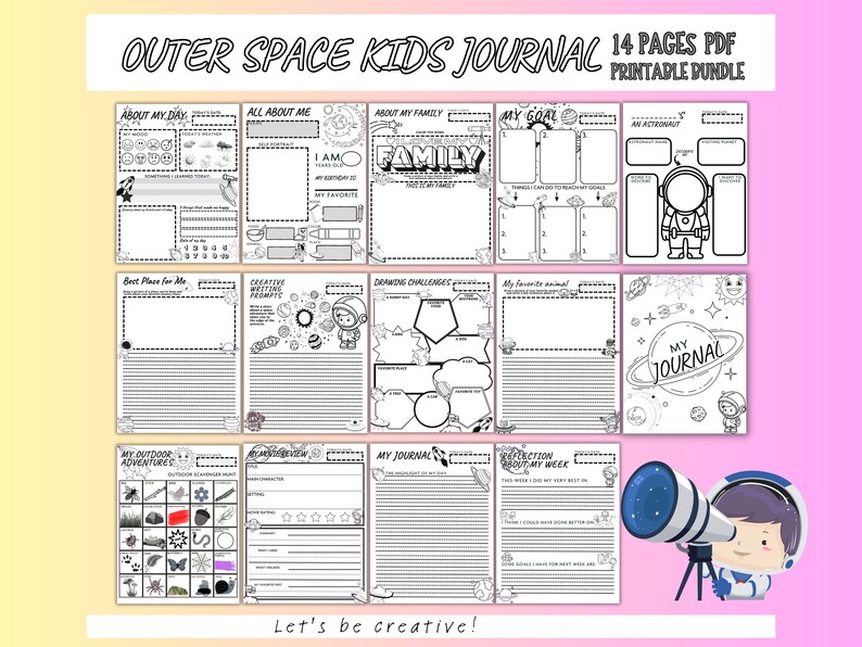 My Space Kids Journal / Printable / PDF / 14 Pages / Kids Journalling ...
