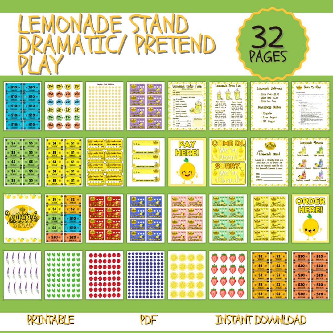 Lemonade Stand Pretend Play Printables / 32 Pages / Instant Download ...
