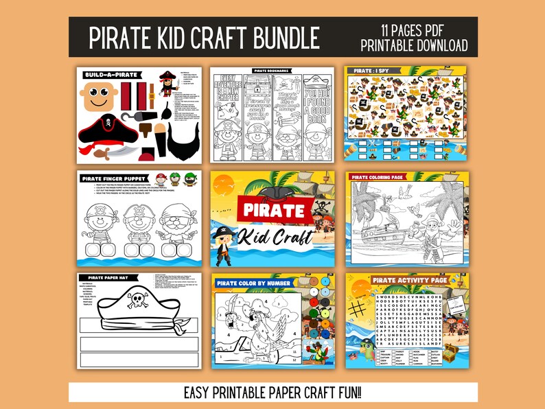Printable Craft for Kids / Pirate Kid Craft Bundle / Activity Sheets ...