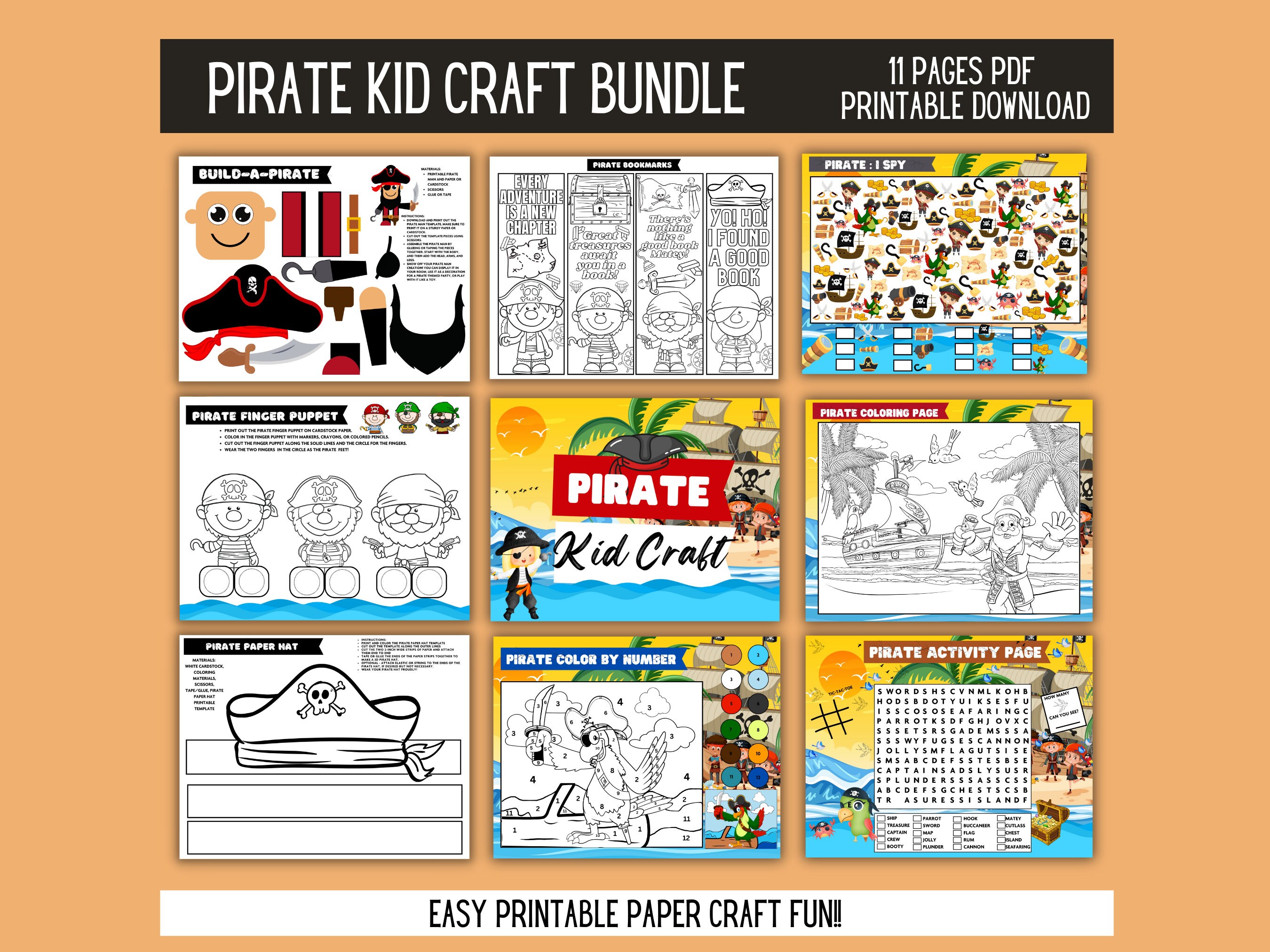 Printable Craft for Kids / Pirate Kid Craft Bundle / Activity Sheets ...