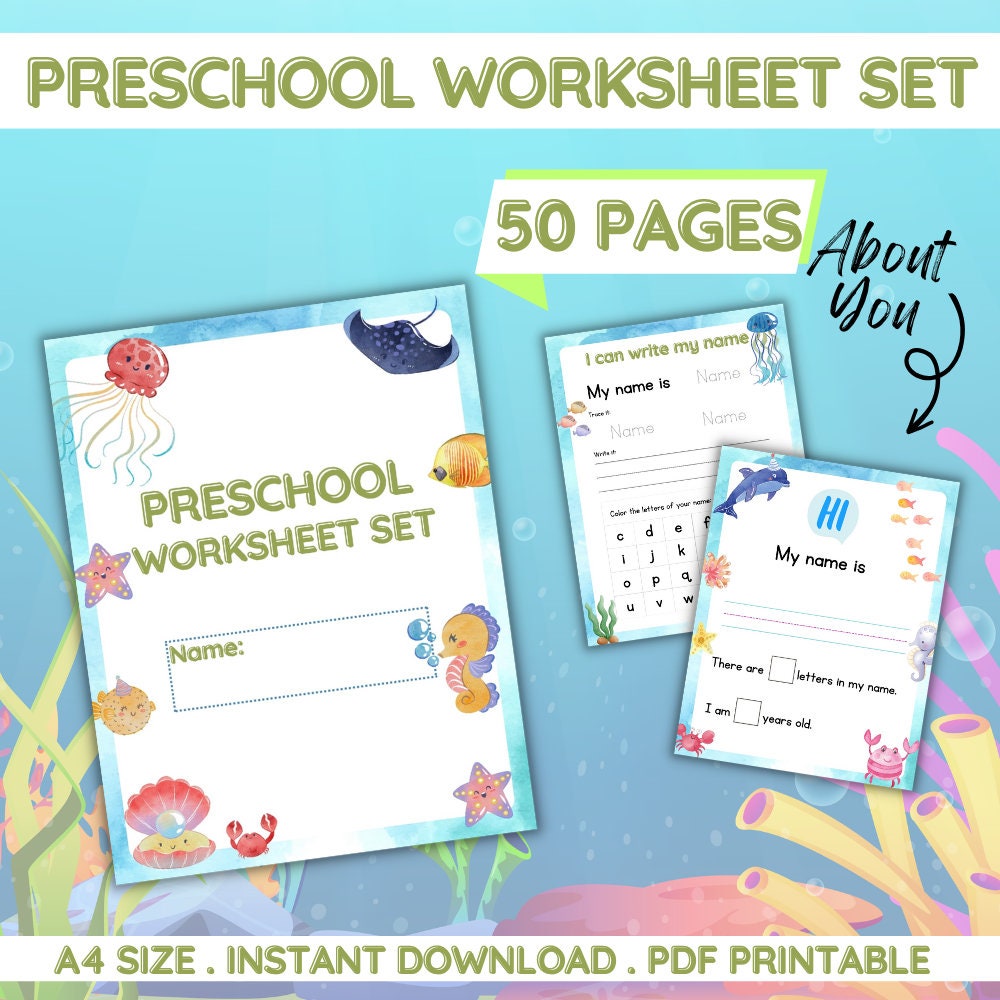 Preschool Worksheets Set / Printable / 50 Pages / Under the Sea ...