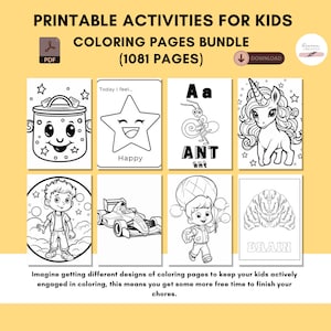 Coloring Pages for Kids Printable Bundle, 1081 Pages, Coloring Sheets ...