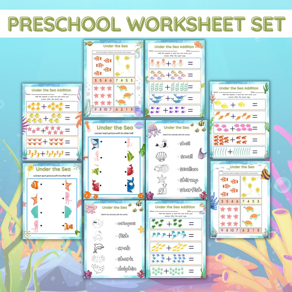 Preschool Worksheets Set / Printable / 50 Pages / Under the Sea ...