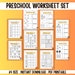Preschool Worksheets Set / Printable / 50 Pages / Orange / Kindergarten ...