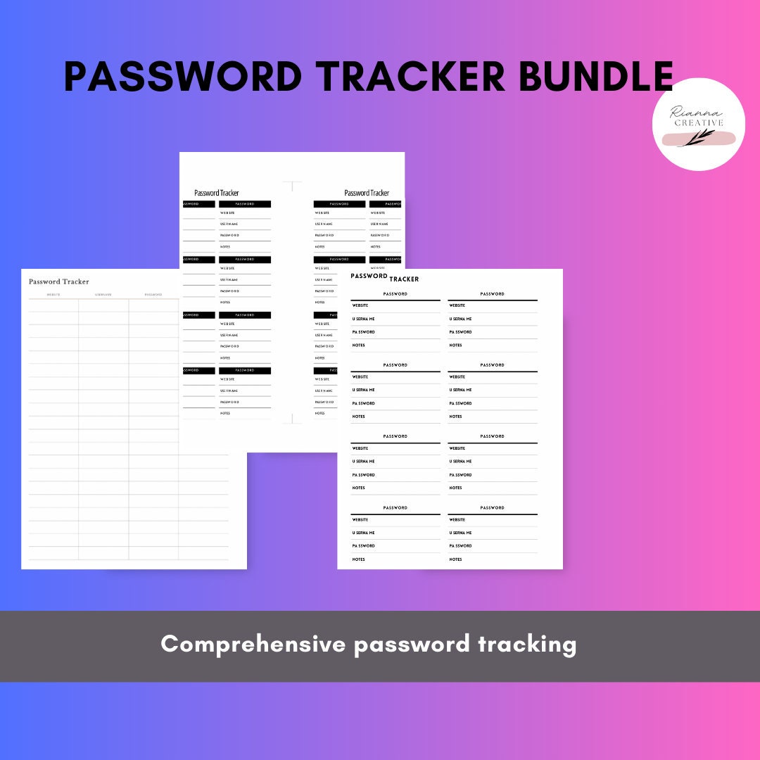 Password Tracker Printable / Bundle / PDF / Instant Download/ - Etsy