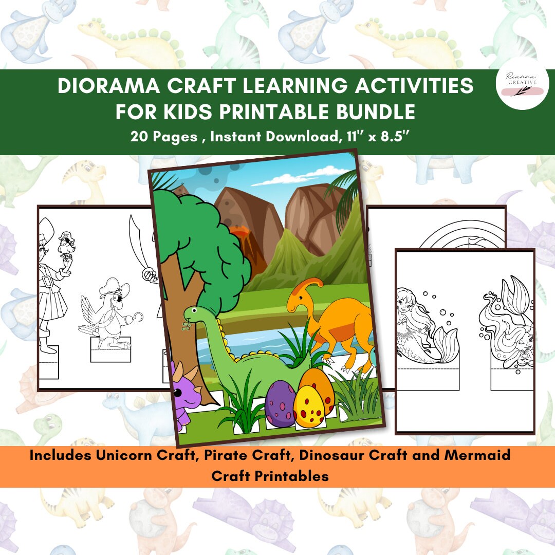 Diorama Printable Kids Craft PDF Bundle, 20 Pages, Pirate Kid Craft ...