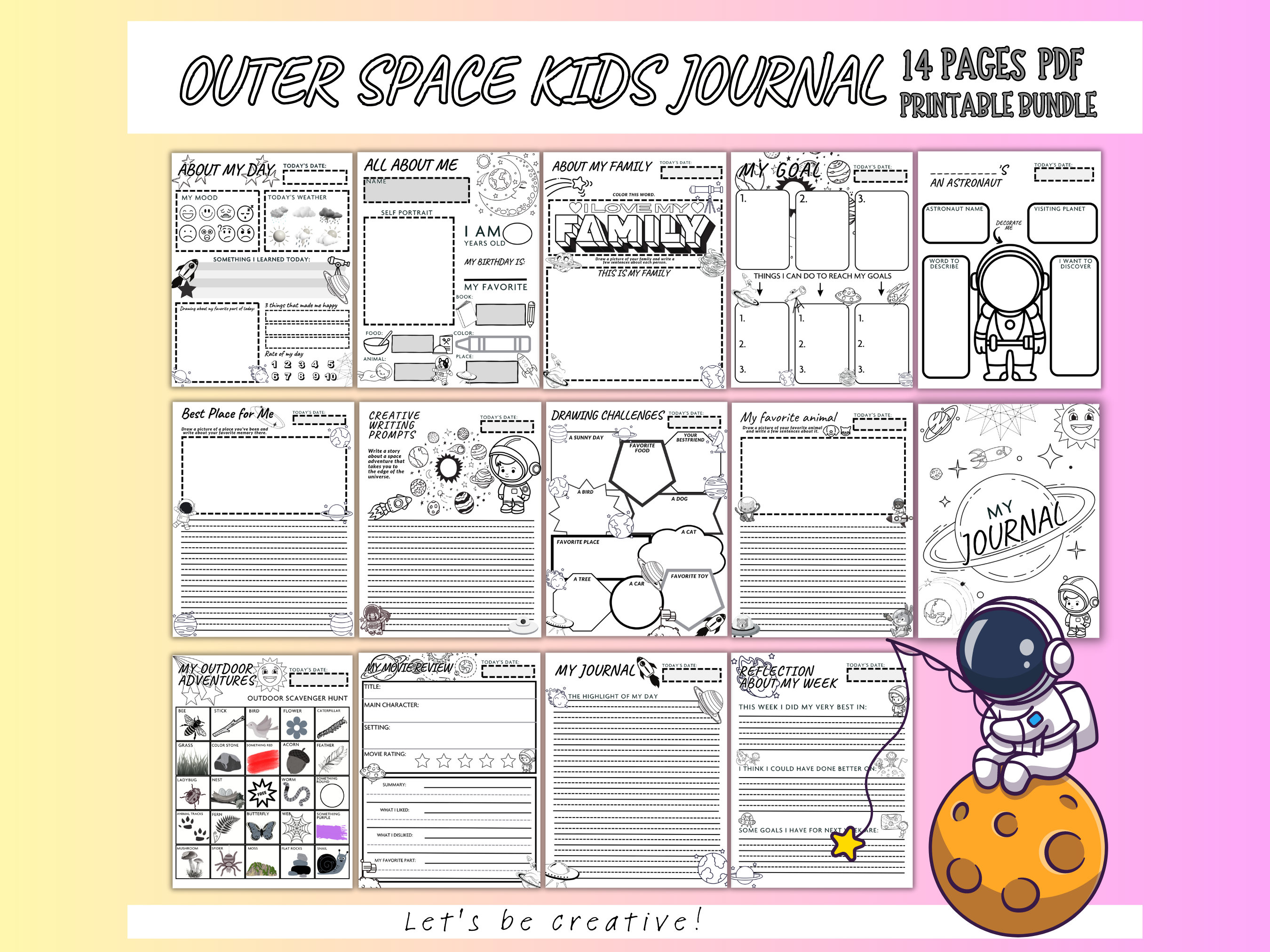 My Space Kids Journal / Printable / PDF / 14 Pages / Kids Journalling ...