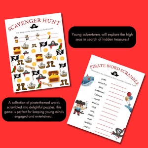 Pirate Birthday Party Games Printable / Red / 13 Pages / PDF / Pirate ...
