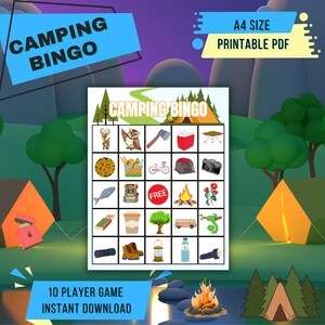 Camping Bingo Printable / 11 Printable Camping Bingo Cards / Camping ...