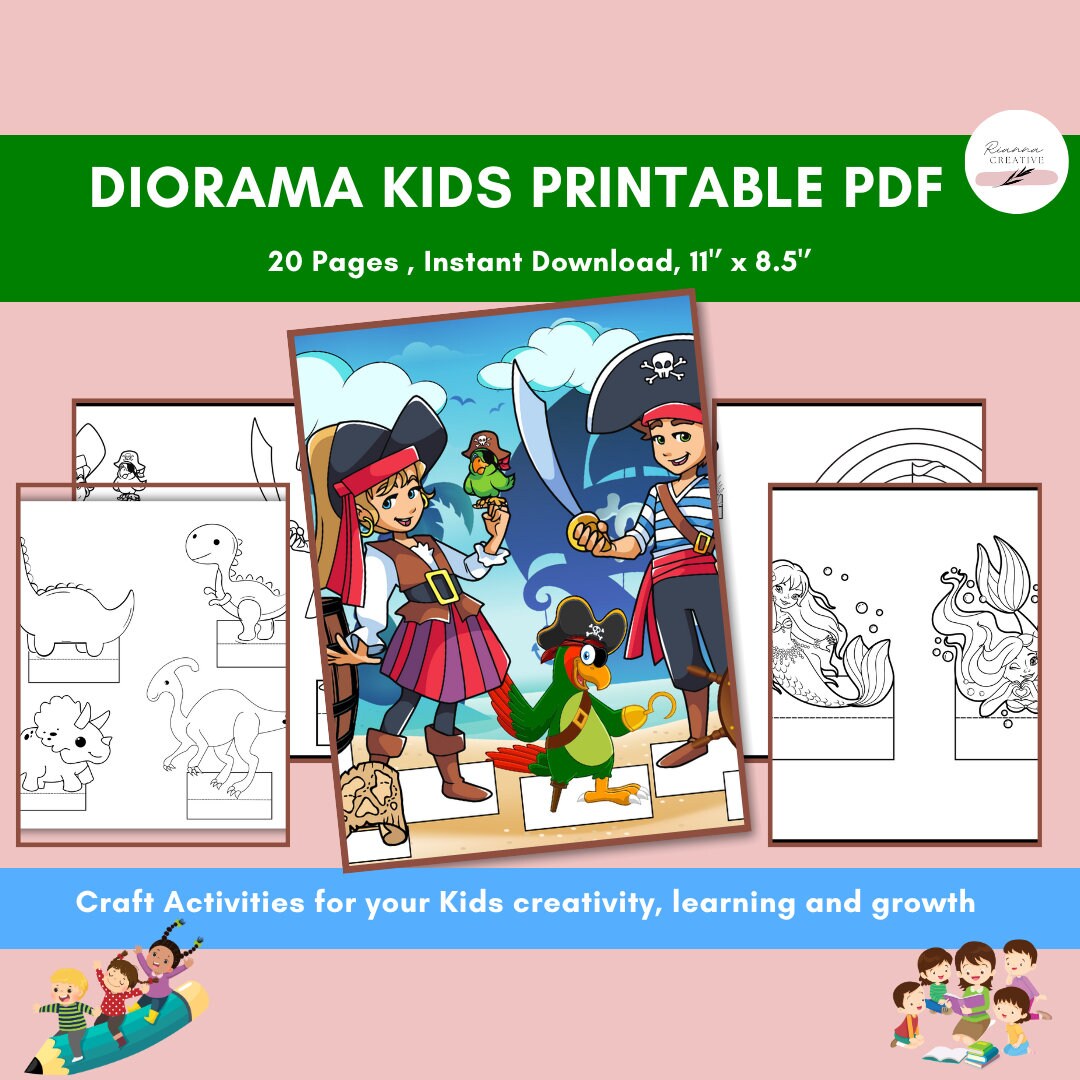 Diorama Printable Kids Craft PDF Bundle, 20 Pages, Pirate Kid Craft ...