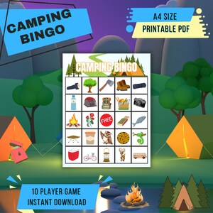 Camping Bingo Printable / 11 Printable Camping Bingo Cards / Camping ...