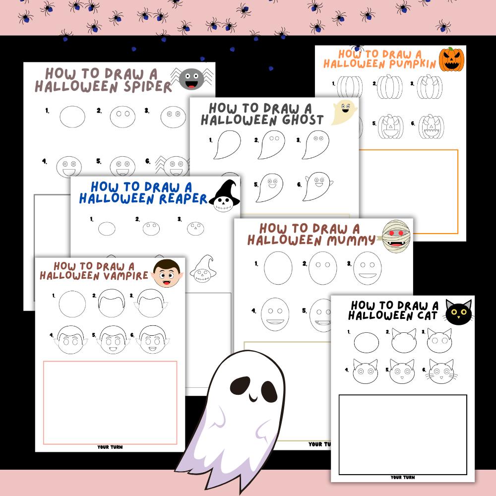 Halloween Directed Drawings for Kids / Printable / 10 Pages / Kids ...