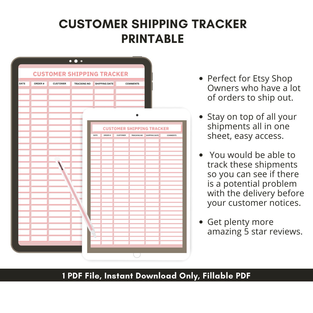 Customer Shipping Tracker Printable / Fillable PDF / Printable ...