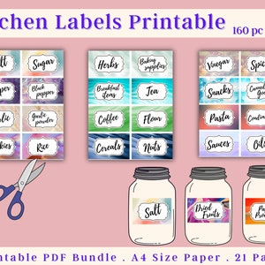 Kitchen Labels Printable / Colorful Abstract / Editable on Canva / PDF ...