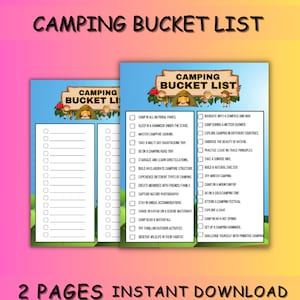 Camping Bucket List Printable / 2 Pages / PDF / Instant Download ...