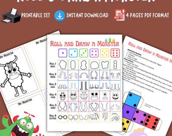 Halloween Roll and Draw Game Halloween Dice Drawing Activity for Kids ...