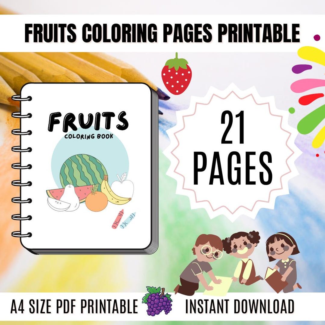 Fruits Coloring Book / Fruits Coloring Pages / Printable / 21 Pages ...