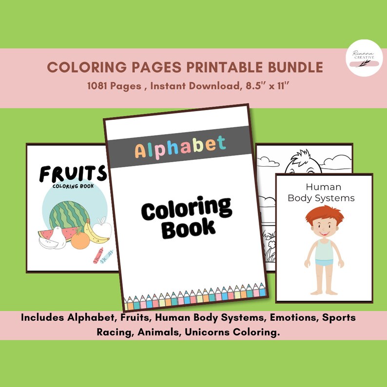 Coloring Pages for Kids Printable Bundle, 1081 Pages, Coloring Sheets ...
