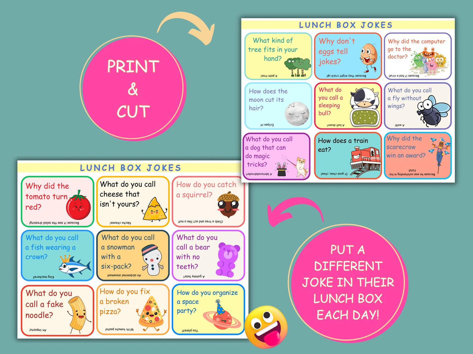 Lunch Box Jokes Printables / for Kids / Lunch Box Notes / - Etsy