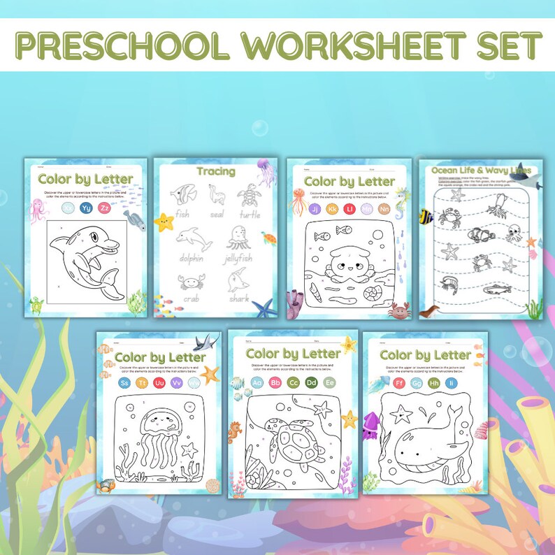 Preschool Worksheets Set / Printable / 50 Pages / Under the Sea ...