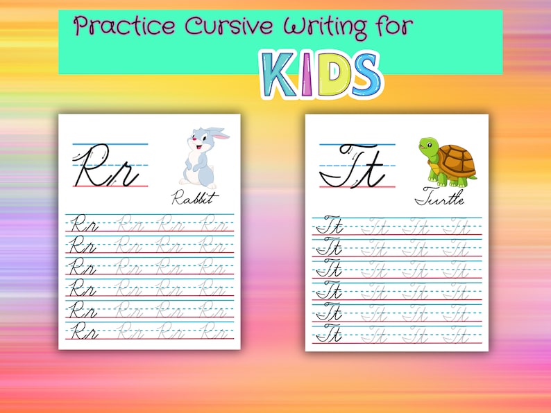 Practice Cursive Writing for Kids / Printable/ 27 Pages / PDF / Kids ...