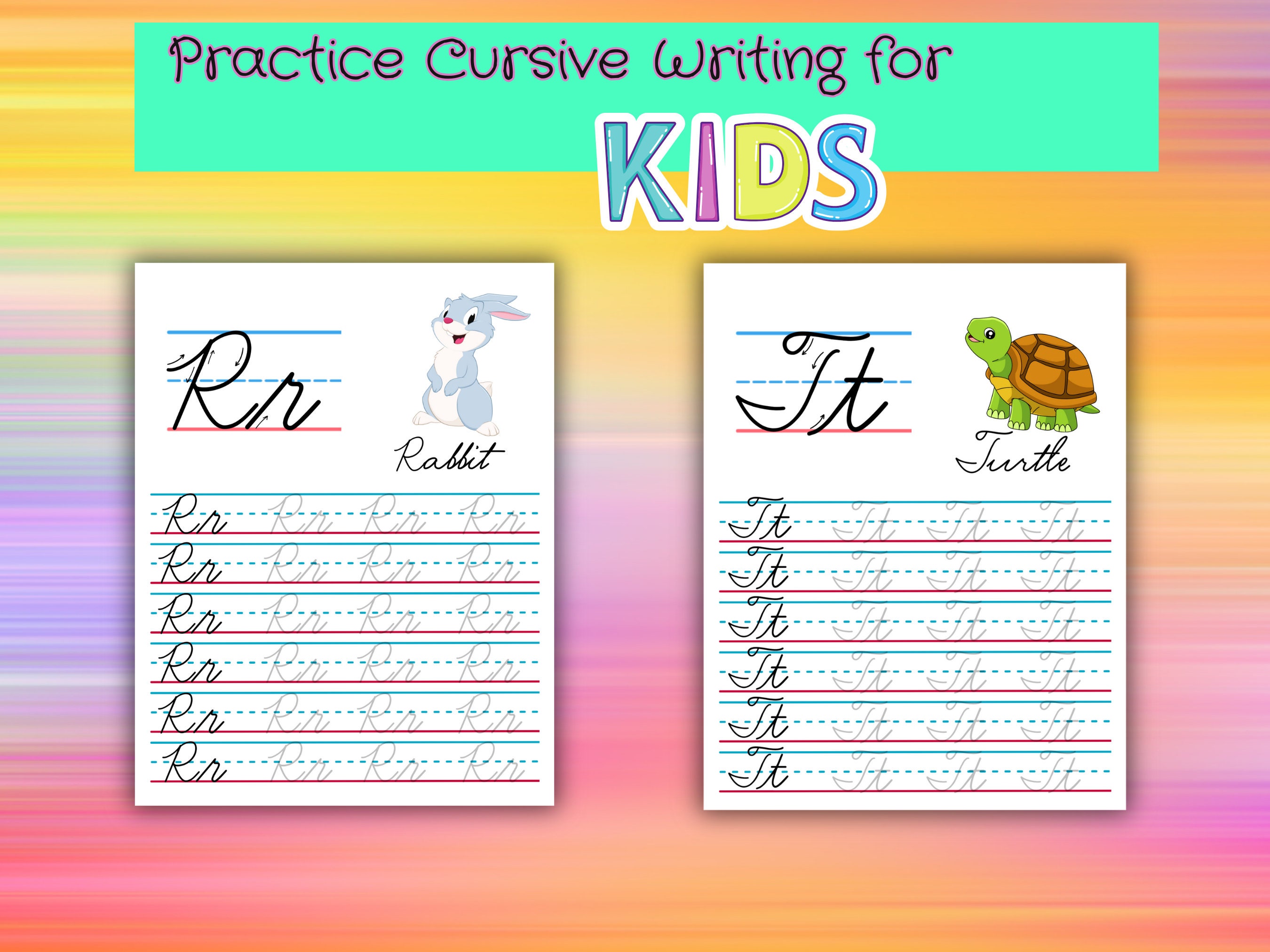 Practice Cursive Writing for Kids / Printable/ 27 Pages / PDF / Kids ...