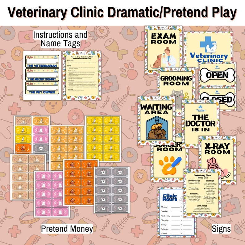 Vet Pretend Play Printables Bundle / 44 PDF Pages / Classroom / Pretend ...