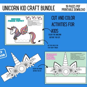 Kids Summer Craft Printable Activities/ Unicorn Kid Craft Bundle ...