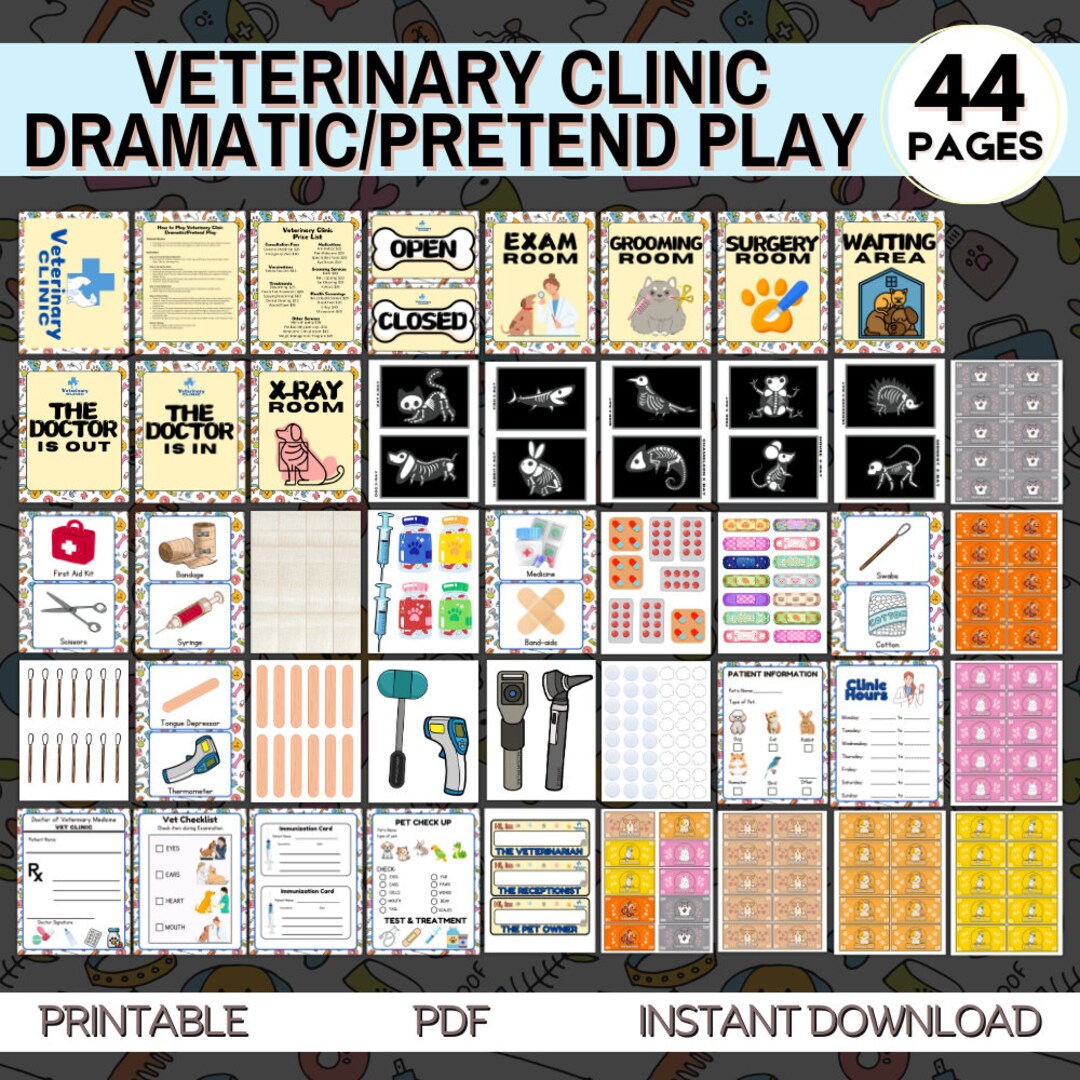 Vet Pretend Play Printables Bundle / 44 PDF Pages / Classroom / Pretend ...