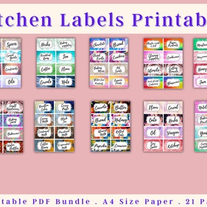 Kitchen Labels Printable / Colorful Abstract / Editable on Canva / PDF ...