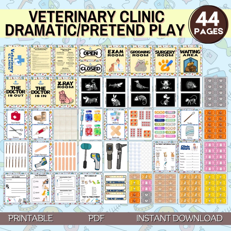 Vet Pretend Play Printables Bundle / 44 PDF Pages / Classroom / Pretend ...