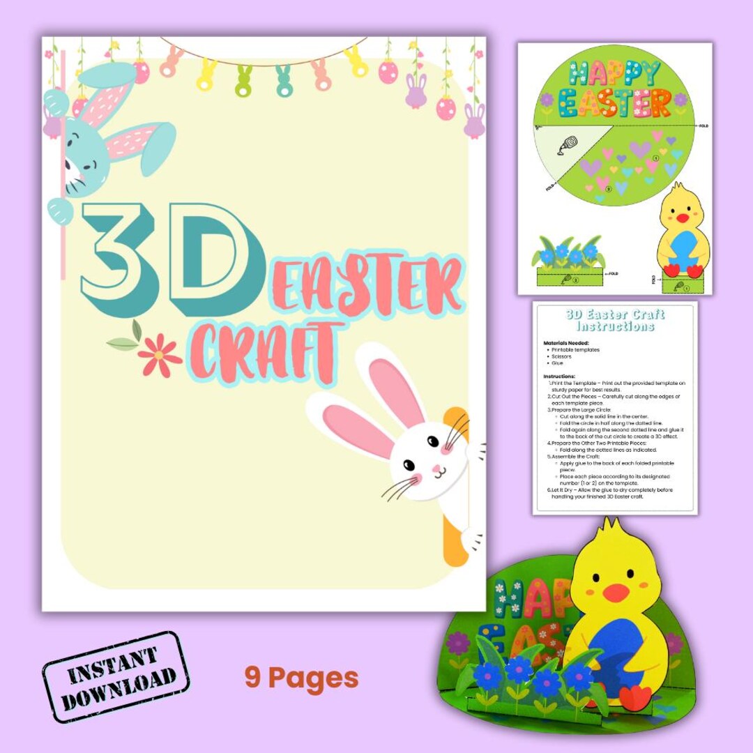 3D Easter Craft Printable / for Kids / 9 Pages / Easter Classroom ...