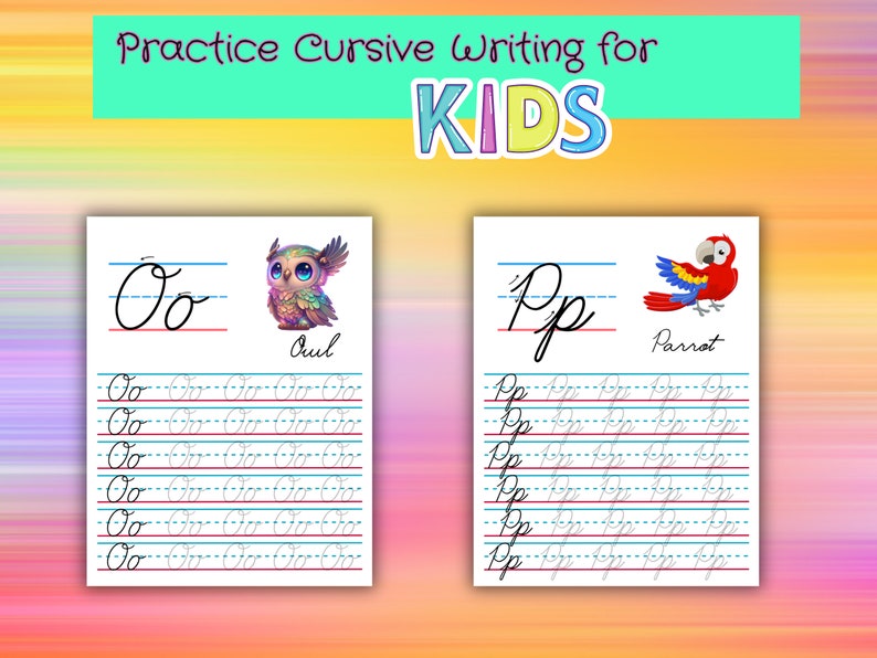 Practice Cursive Writing for Kids / Printable/ 27 Pages / PDF - Etsy