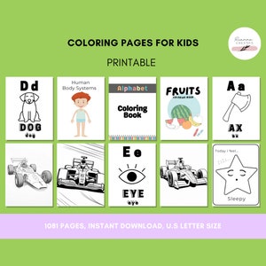 Coloring Pages for Kids Printable Bundle, 1081 Pages, Coloring Sheets ...